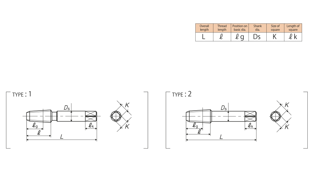 CT-PT (Pipe Threads) | Carbide Taps for Taper Pipe Threads, Long (ℓg ...